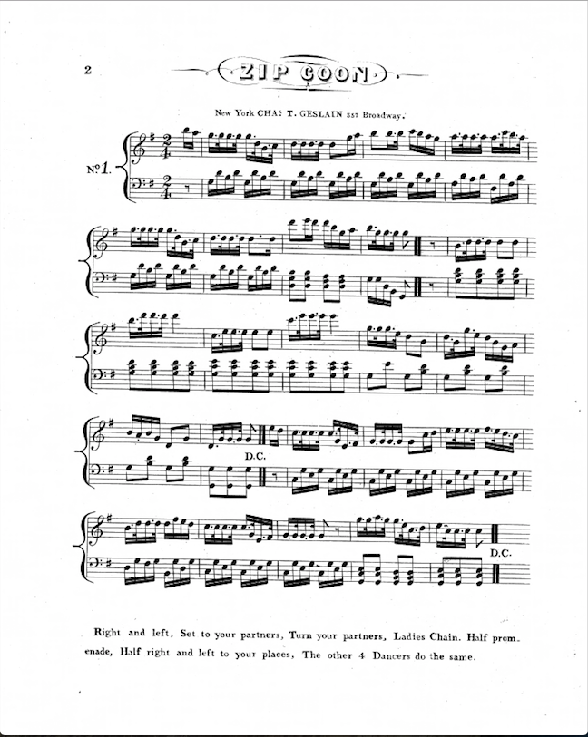 zip coon | Music 345: Race, Identity, and Representation in American Music